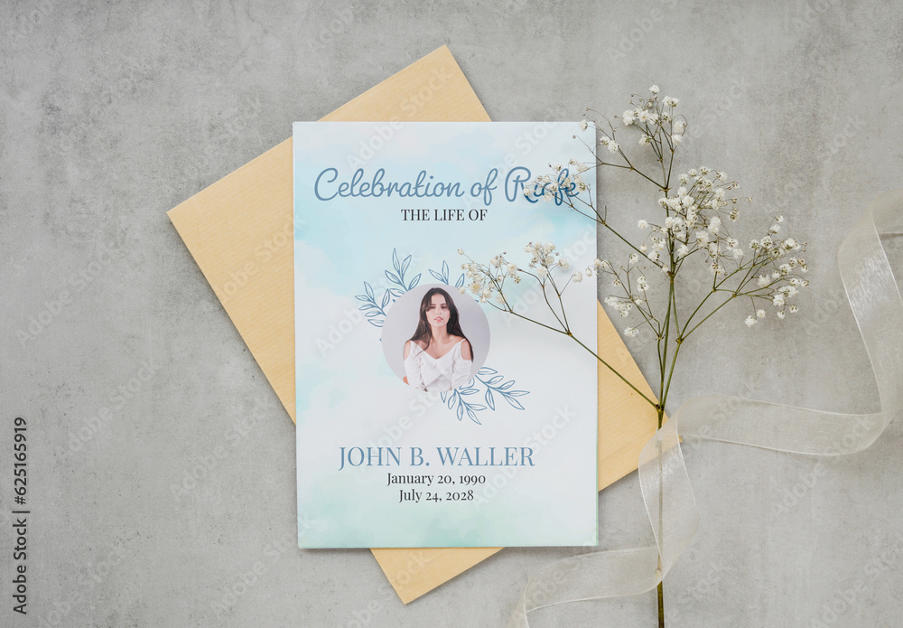 Contemporary Funeral Program Memorial Service Layout Stock Template ...