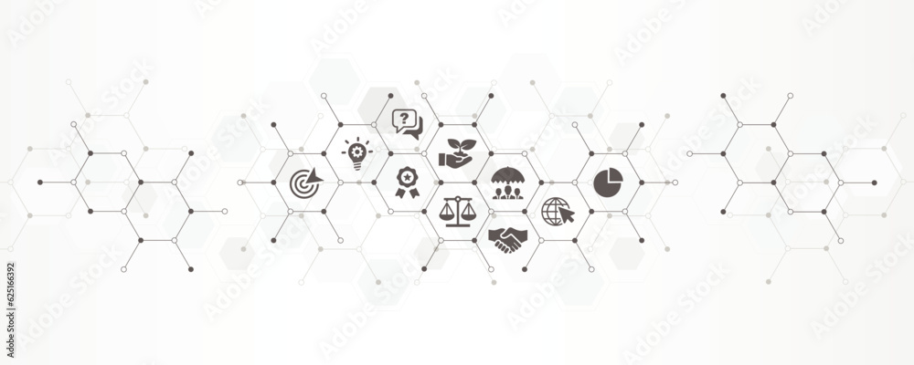 csr banner with the website icons and symbol of corporate, corporate ...