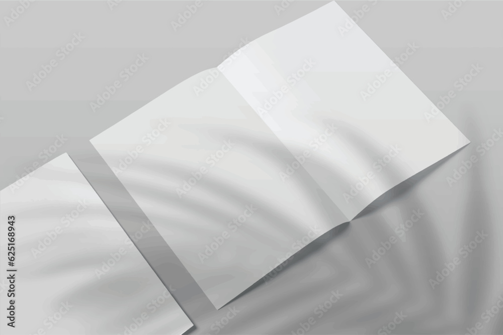 Realistic empty blank A4/A5 flyer, booklet, half-fold, brochure ...