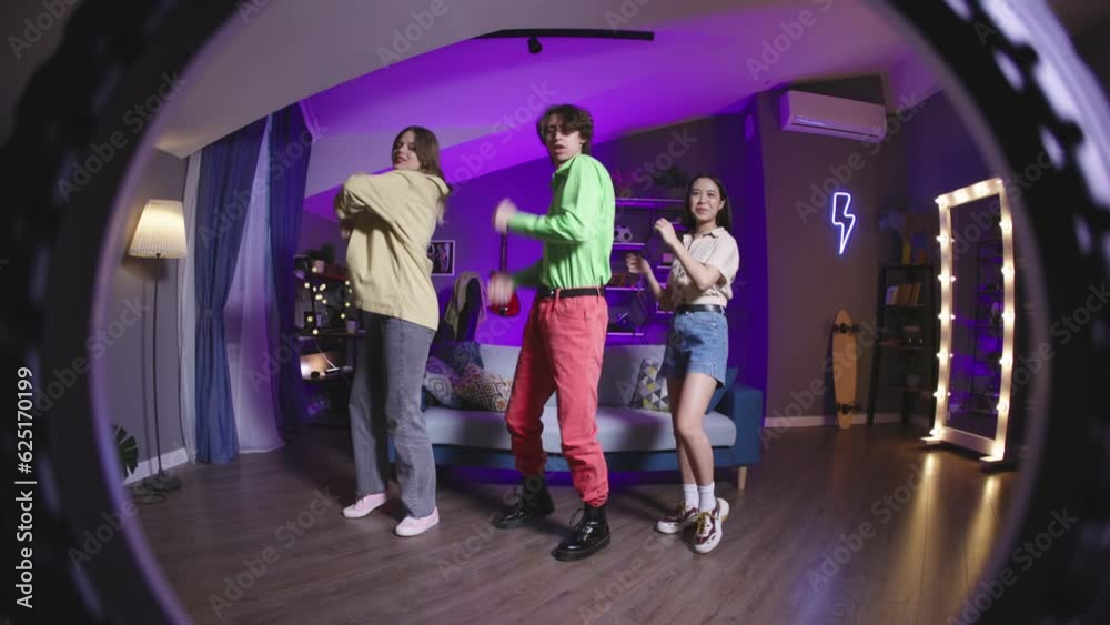 Group of friends recording dance video. Incredibly talented and ...