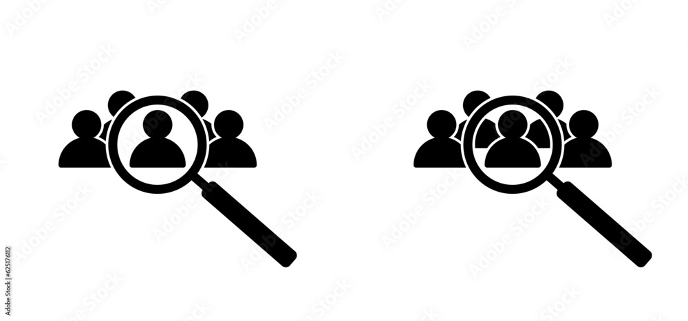 Profile and magnifying glass. Stickman, search job vacancy icon ...