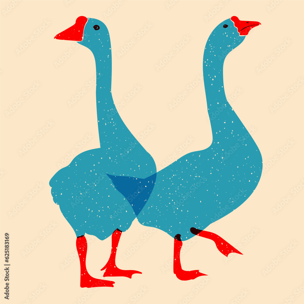 Duck, goose. Design for print, sticker, party decoration, logo, emblem ...