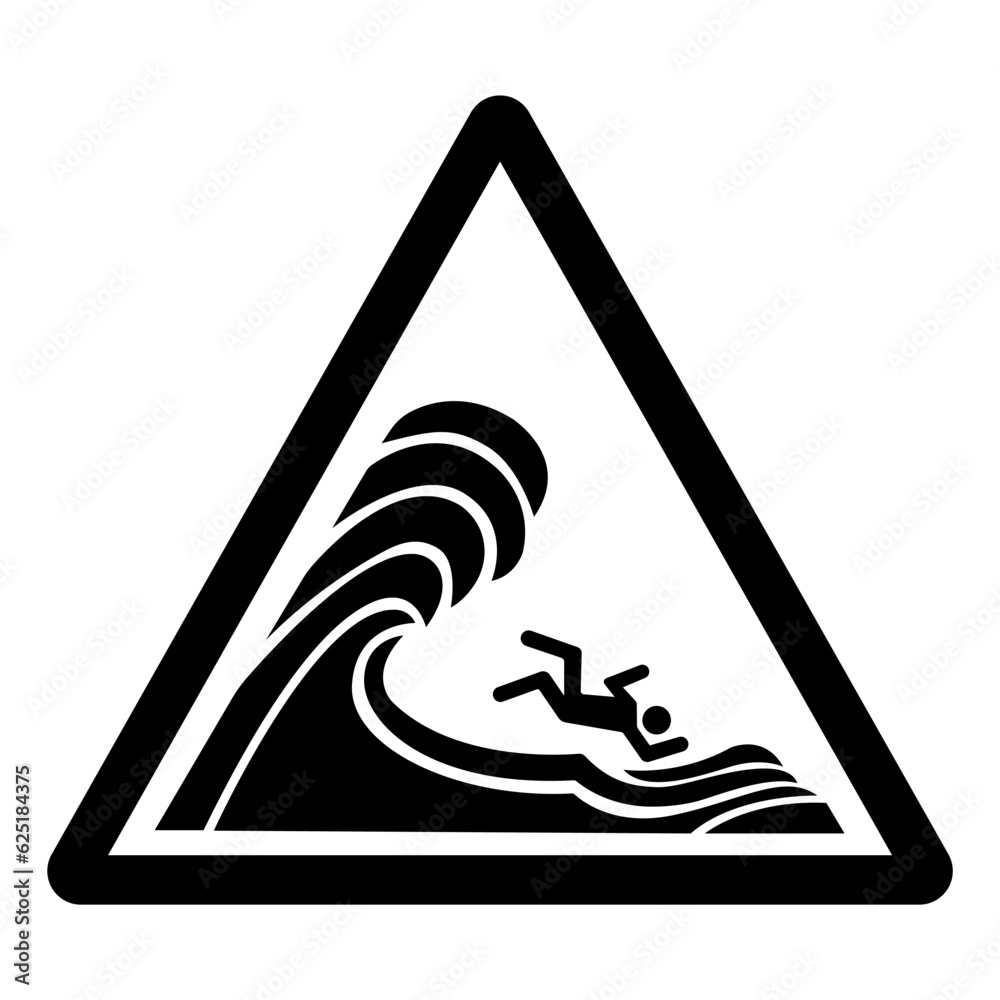 Warning High Surf Symbol Sign, Vector Illustration, Isolate On White ...