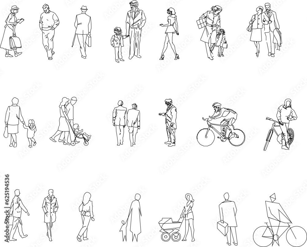 Sketch vector illustration of a collection of character designs of ...