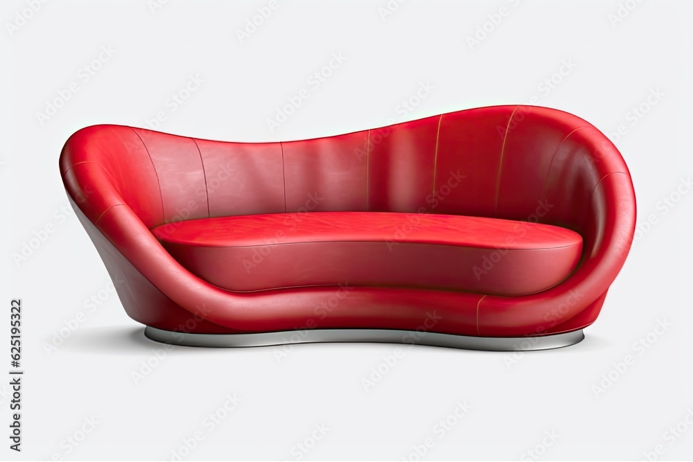 Mockup of a curved red sofa. Curved red sofa mockup realistic drawing ...