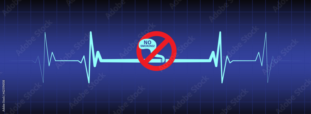 Creative no smoking sign concept with ekg ecg heart monitor design ...