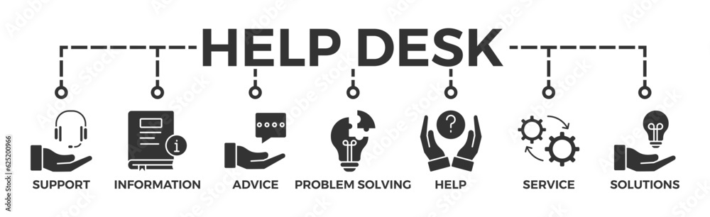 Help desk banner web icon vector illustration concept with icon of ...