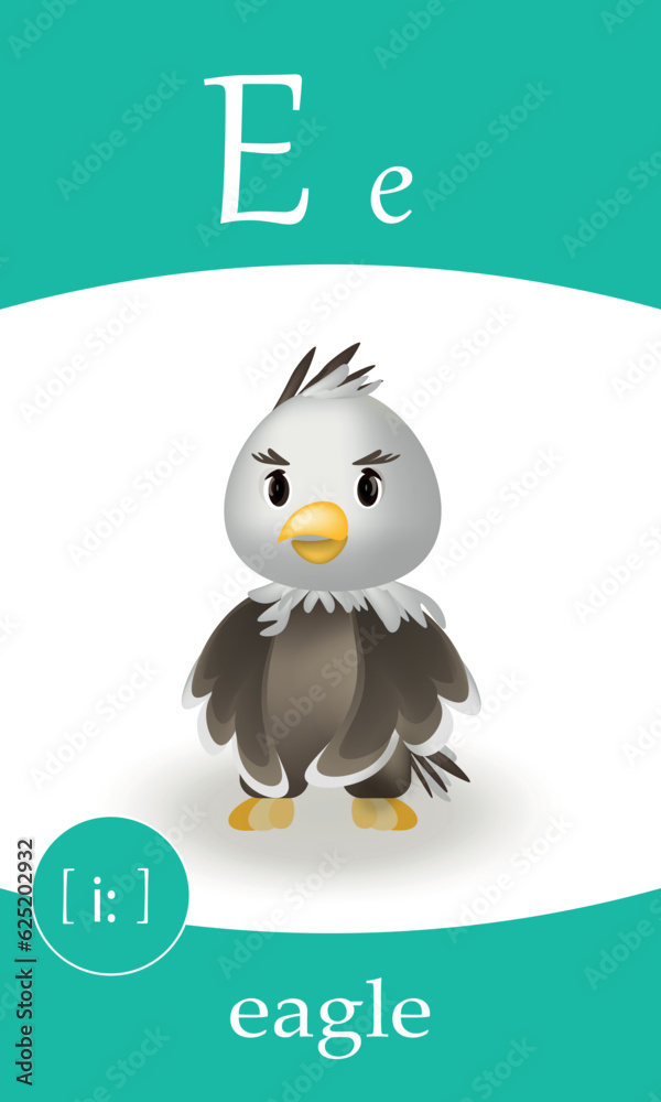 Fototapeta English alphabet flash card. Letter E study - eagle. Kids ...