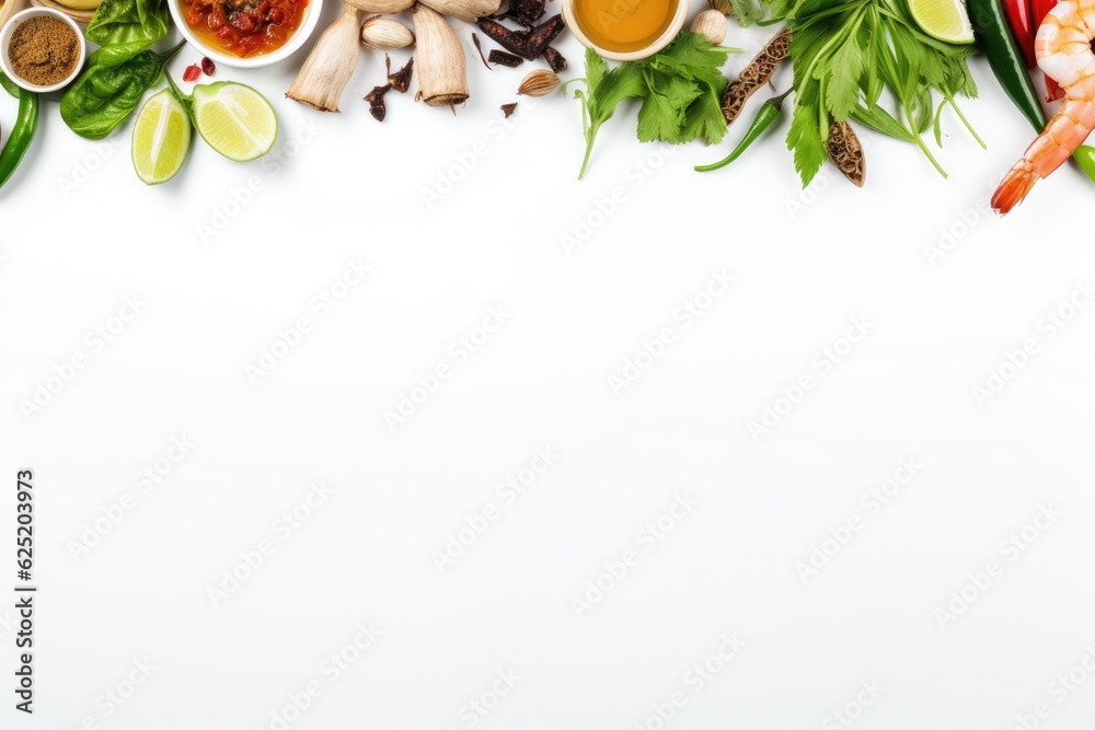 Thai Food Ingredients Border Banner with White Space Stock Illustration ...