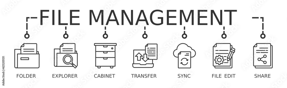 File management banner web icon vector illustration concept with icon ...