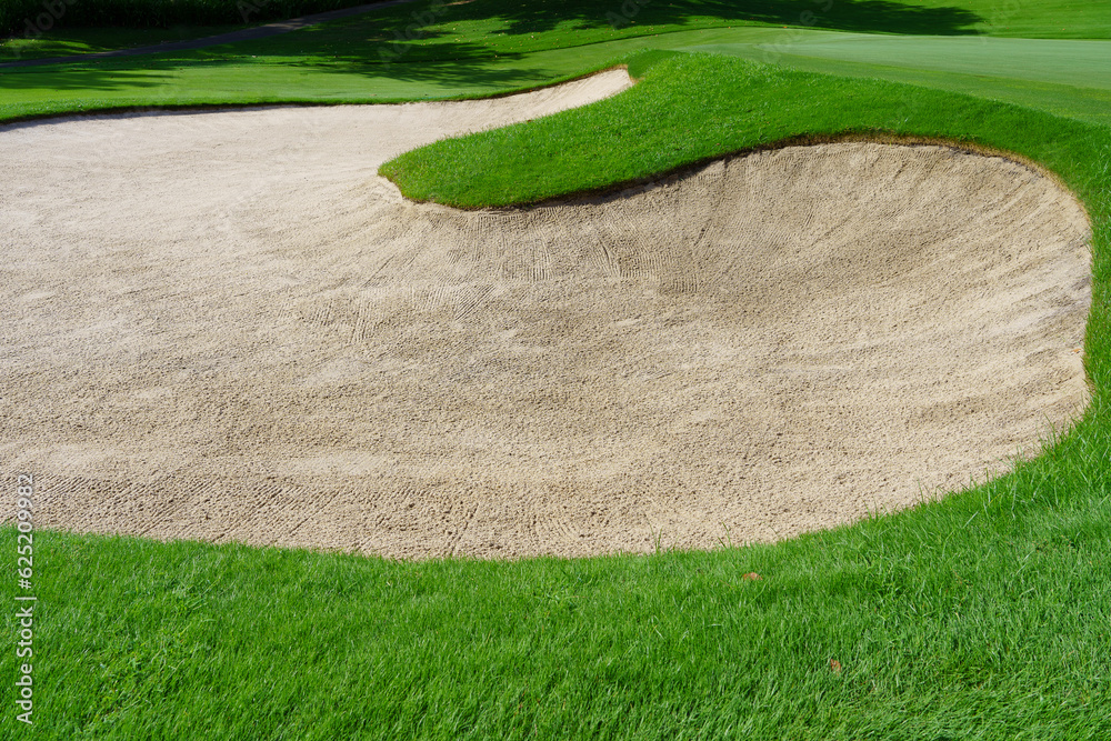 Poster Golf Course Sand Pit Bunkers, green grass surrounding the ...