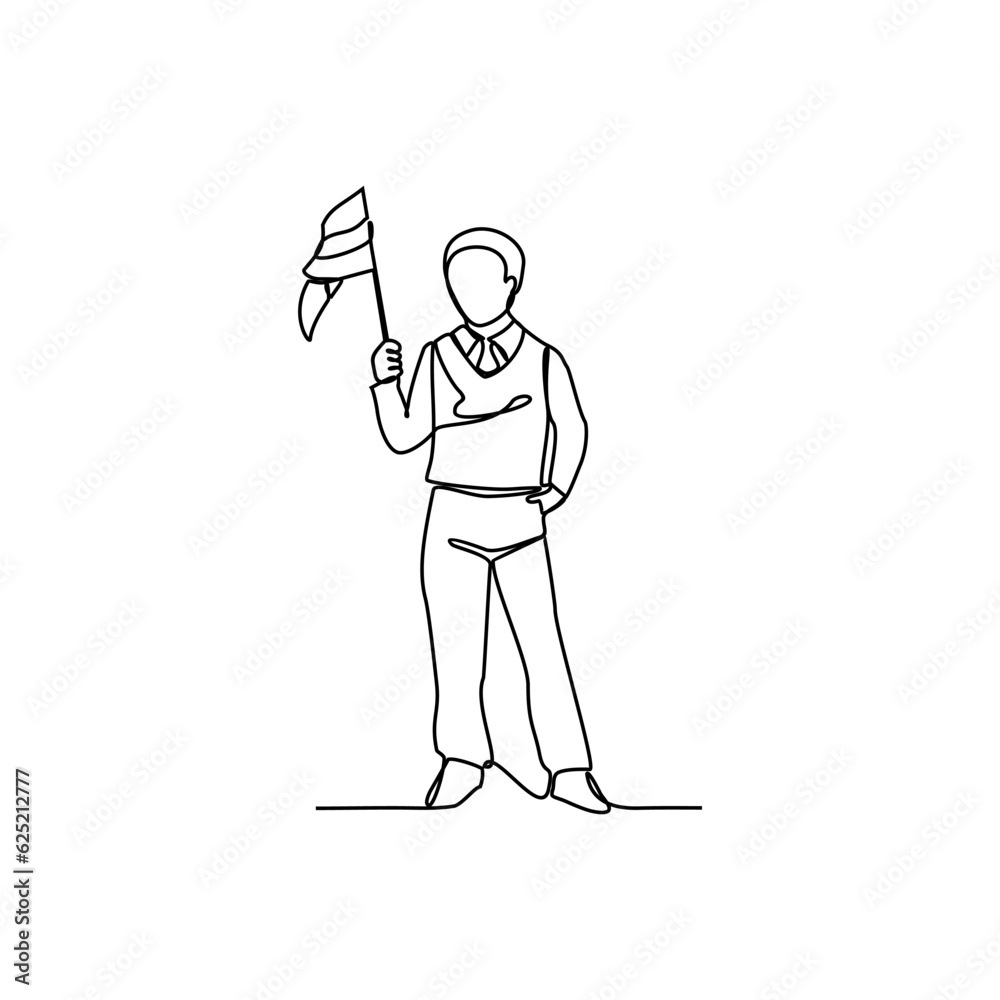 One continuous line drawing of school uniform in South Africa with ...