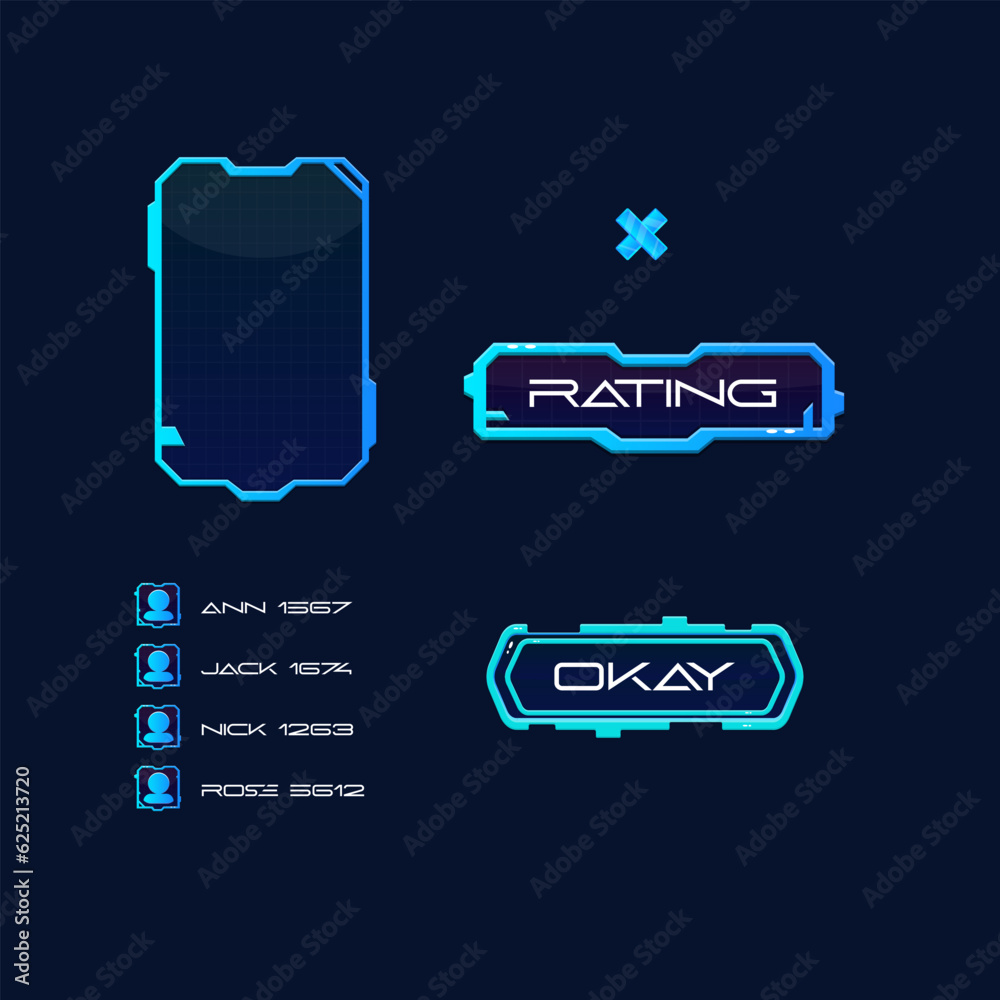 Set Of Hud Futuristic Sci Fi Text Frame Window Rating Chart Users ...
