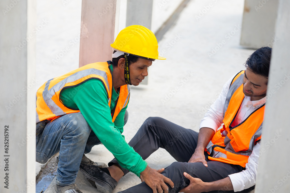 First Aid and safety first concept. Professional engineering teamwork ...