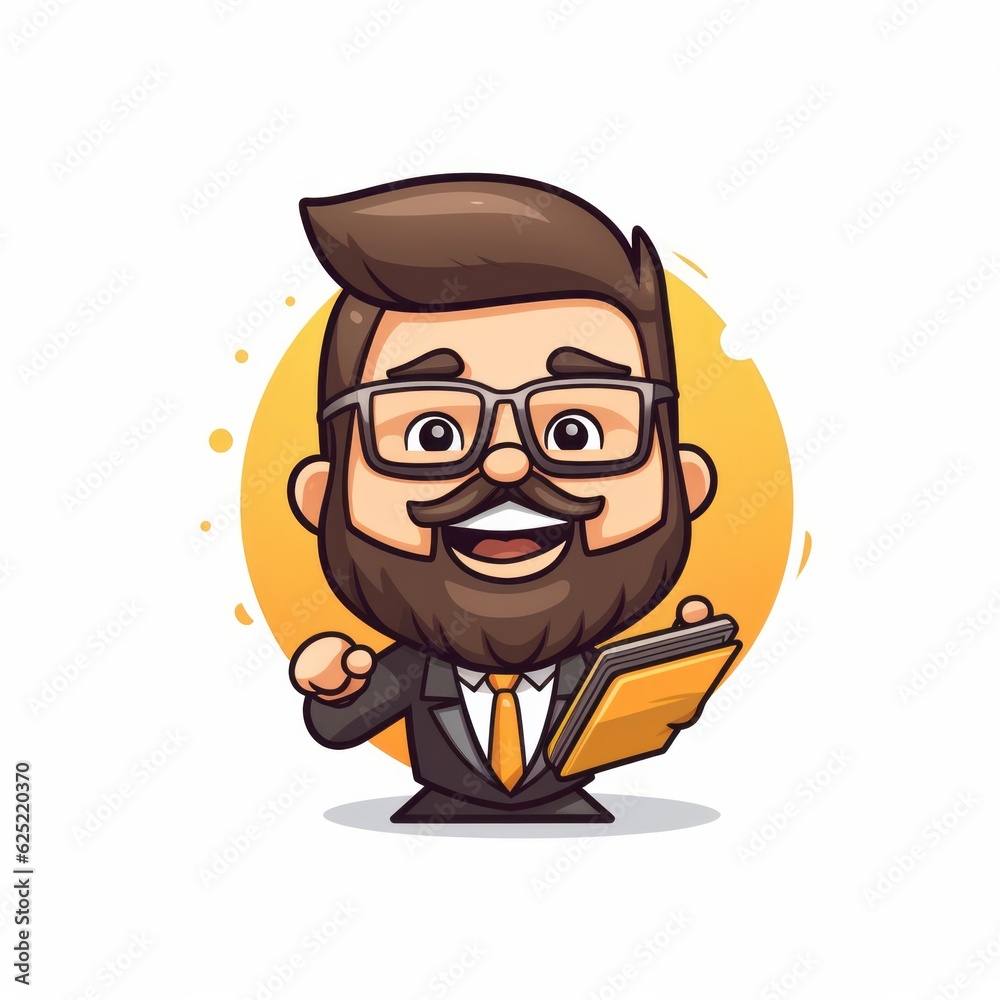Cute handsome school teacher man withbeard person cartoon character ...