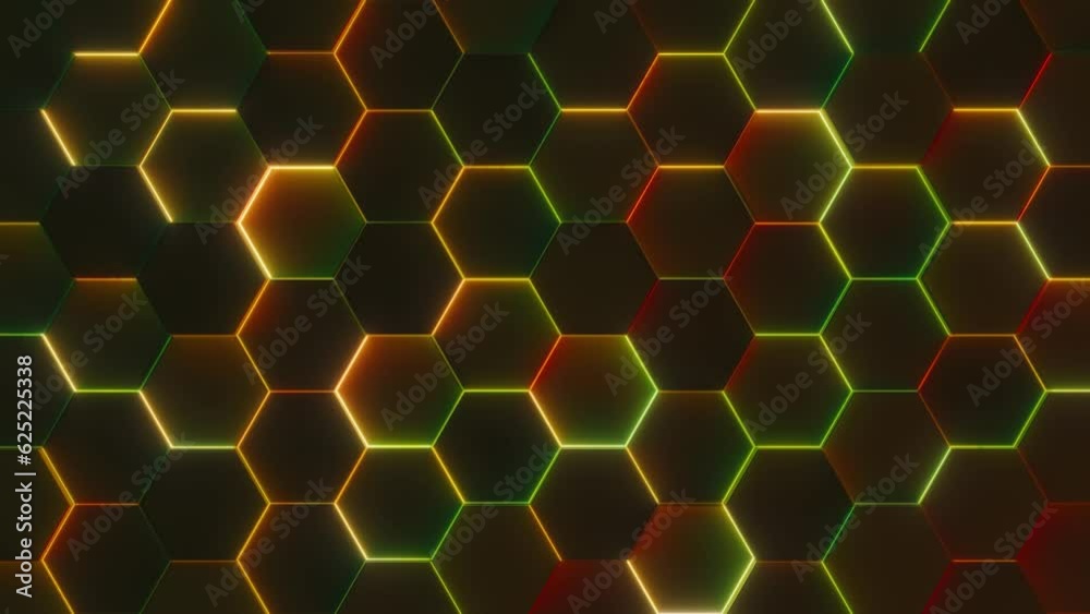 Abstract Hexagons Glowing Angles in Black Background. Futuristic ...