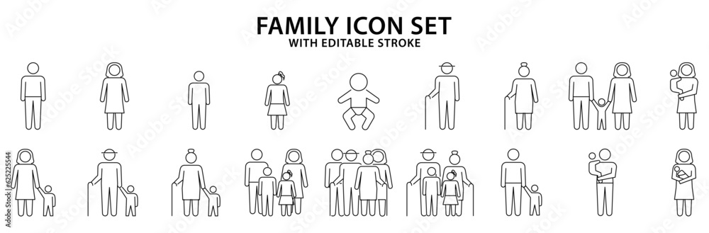 Family icons. People icons About family. Set line people icon related ...
