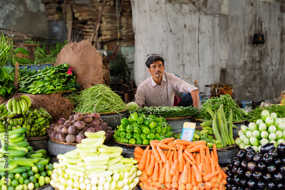 Indian street vegetable vendor or bhaji wala Stock Photo | Adobe Stock
