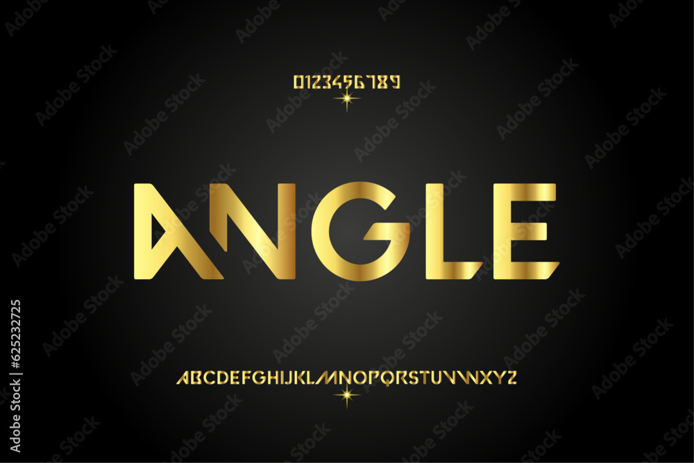 ANGLE, Elegant golden alphabet letters font set. Classic Custom gold ...