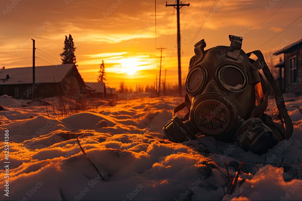 Dramatic Nuclear Winter Sunset: Post-Apocalyptic World with Ruined ...