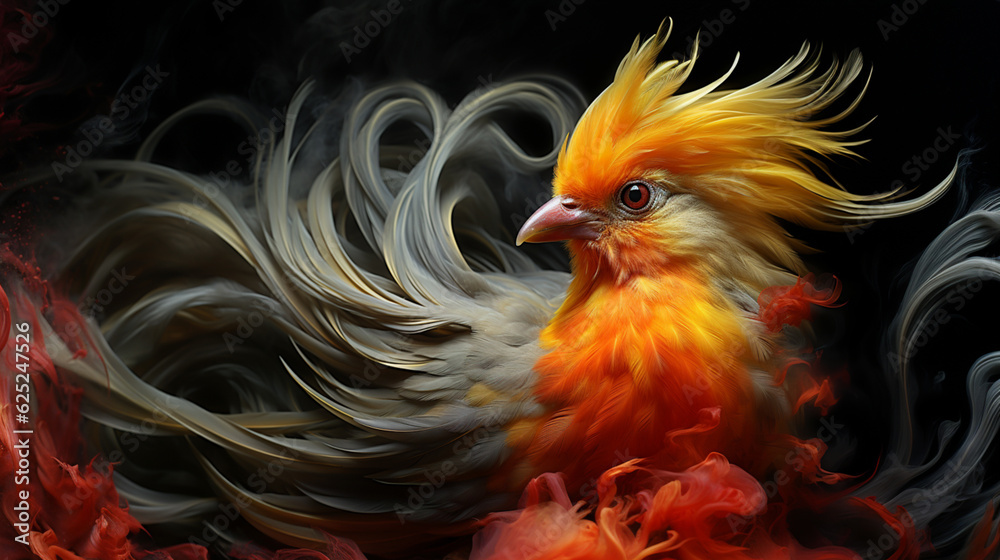 Generative AI image of northern cardinals amid swirling red smoke ...