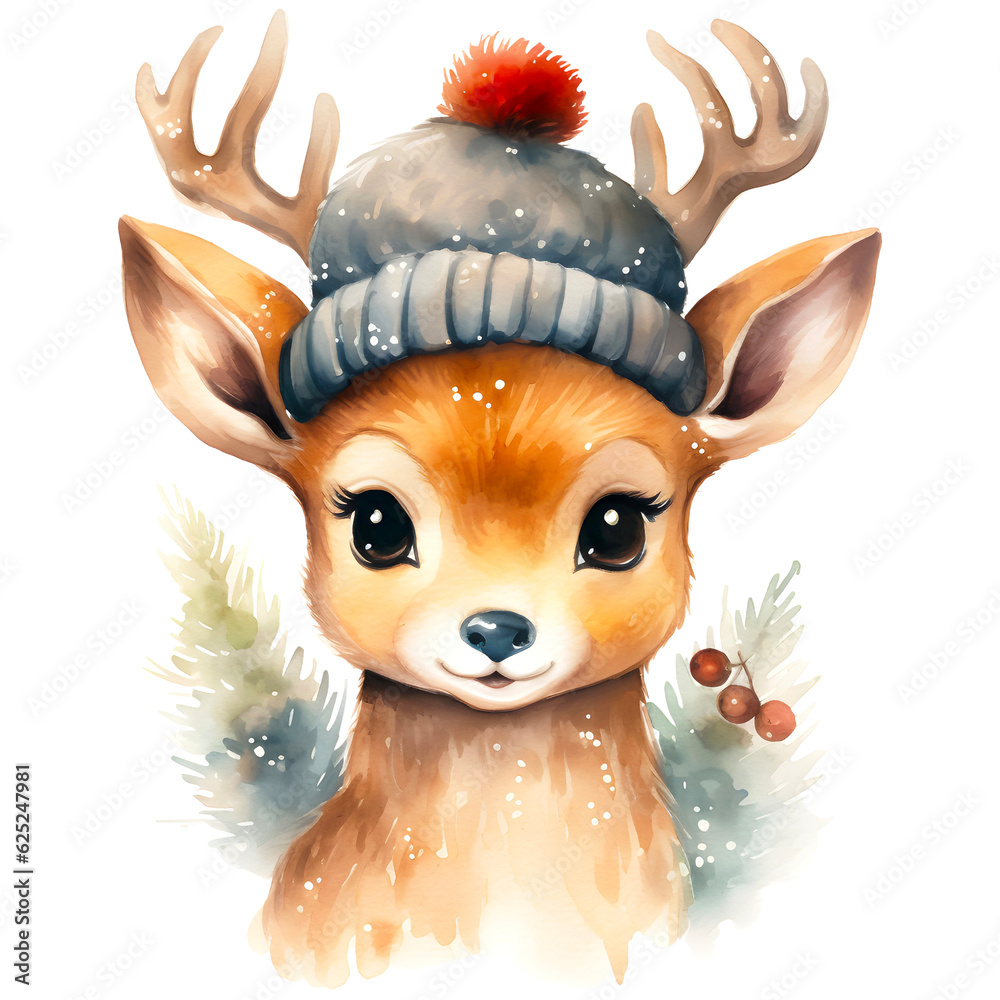 Cute christmas reindeer clipart with transparent background Stock ...