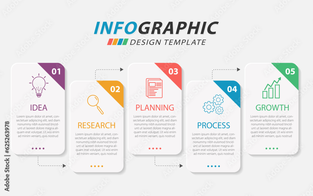 Timeline Creator infographic template. 5 Step timeline journey ...