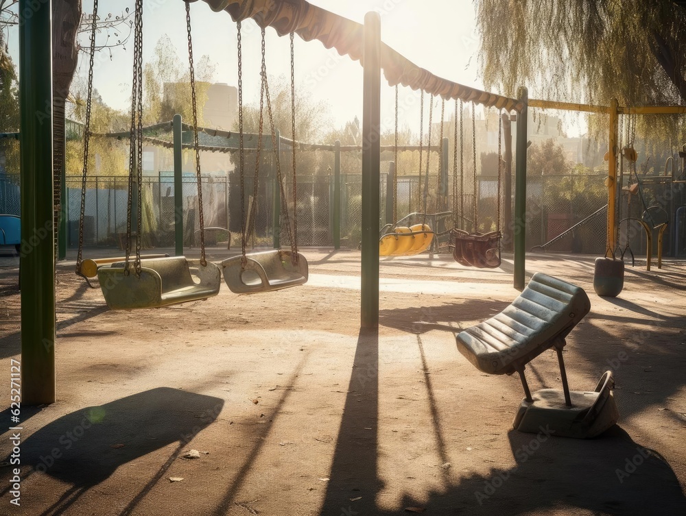 In this futuristic playground, classic swing sets and vintage-inspired ...