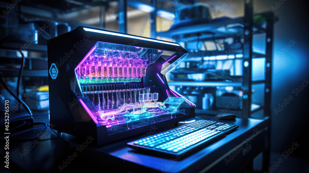 DNA sequencing machine processing a sample. Generative AI Stock ...