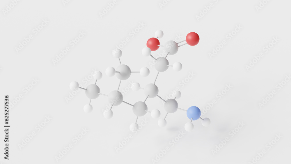 pregabalin molecule 3d, molecular structure, ball and stick model ...