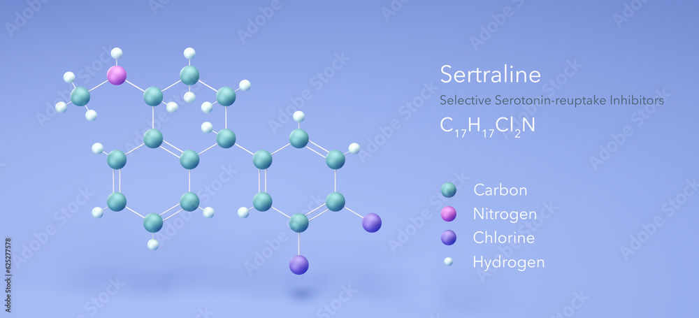 sertraline molecule, molecular structures, selective serotonin-reuptake ...