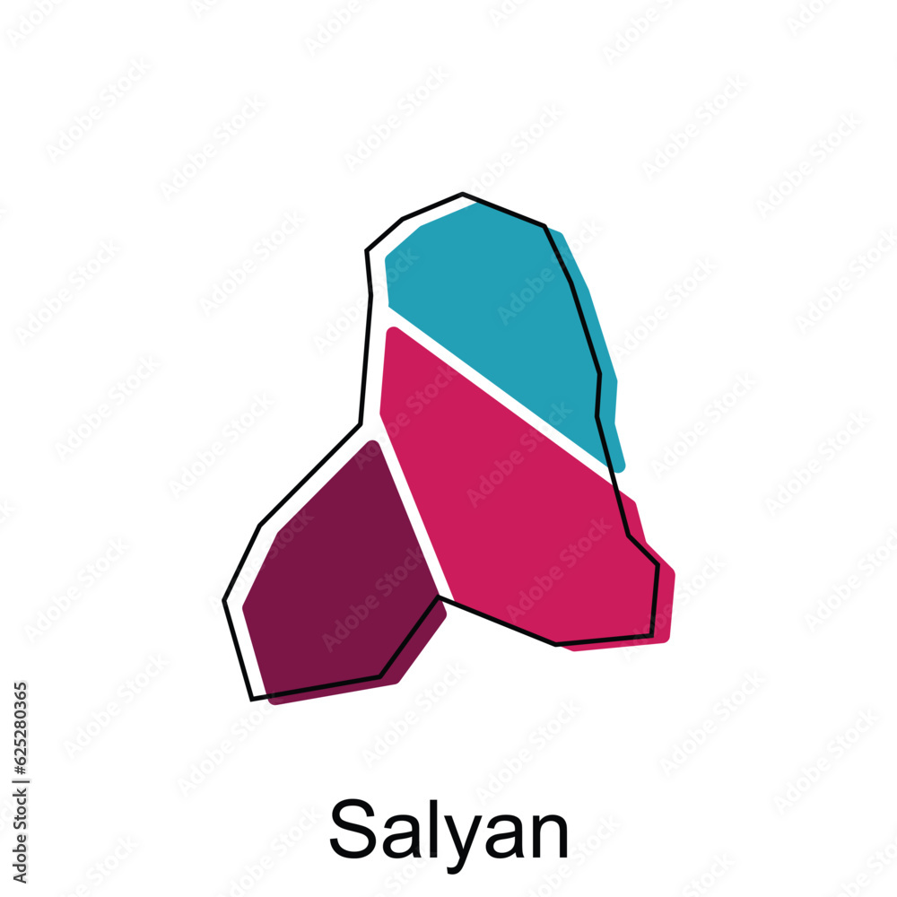 map of Salyan vector design template, national borders and important ...