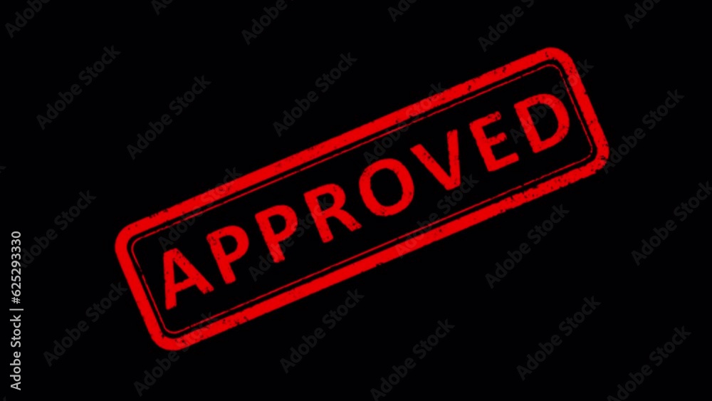 Approved red rubber stamp animation over transparent background. Alpha ...
