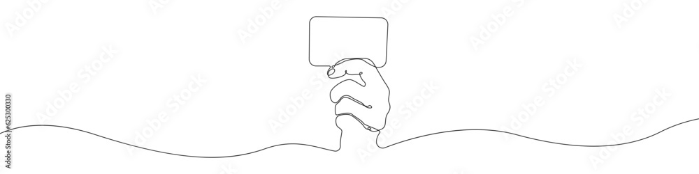 Bank card in hand icon line continuous drawing vector. One line ...