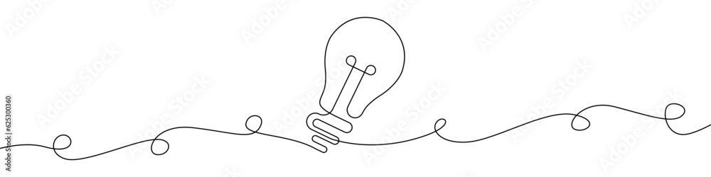 Light Bulb icon line continuous drawing vector. One line Bulb icon ...