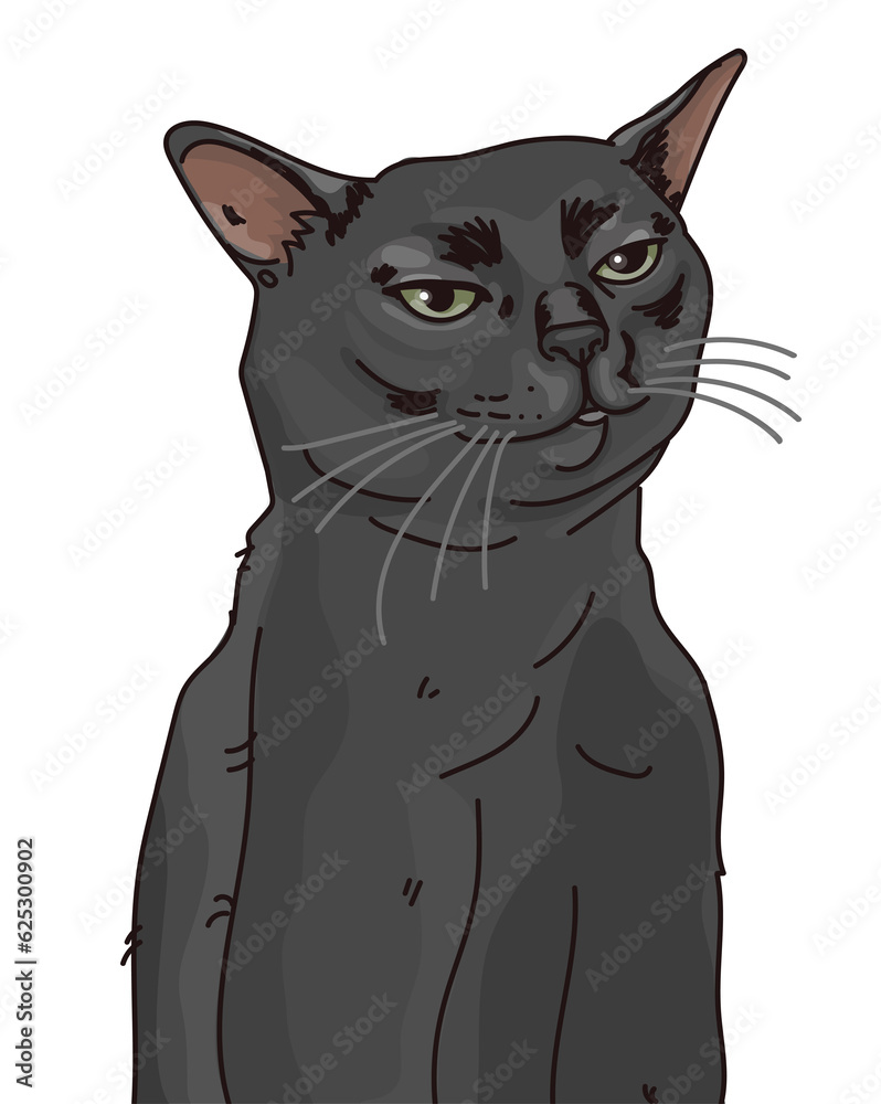 ilustraci√≥n vectorial del meme del gato negro disociado Stock Illustration | Adobe Stock