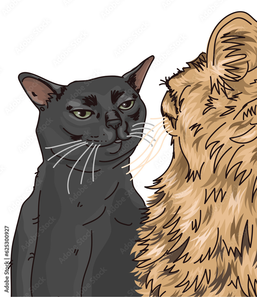 ilustración vectorial de gatos, meme del gato negro disociado , obrazy ...
