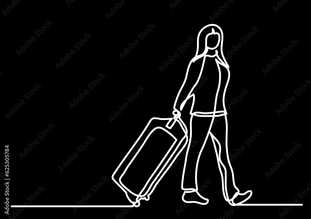 continuous line drawing of travel vacation journey trip leisure joyful ...
