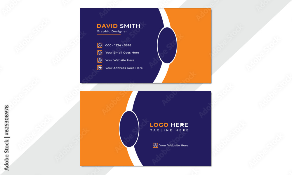 Yellow & blue business card design, Modern business card design ...