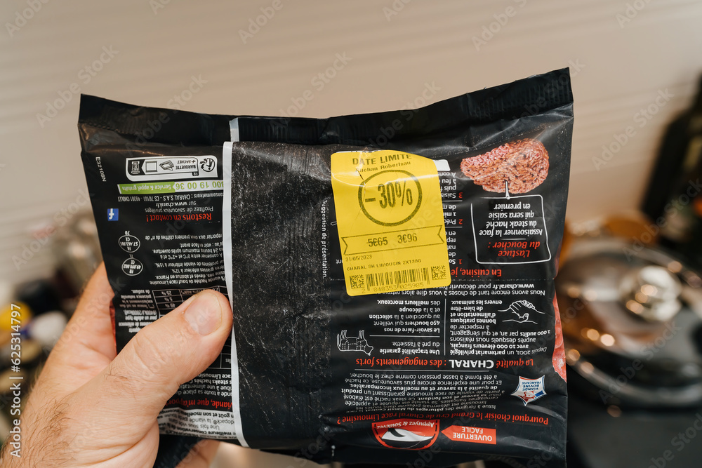 Paris, France - Jun, 3 2023: Hand holding Charal minced steak from ...