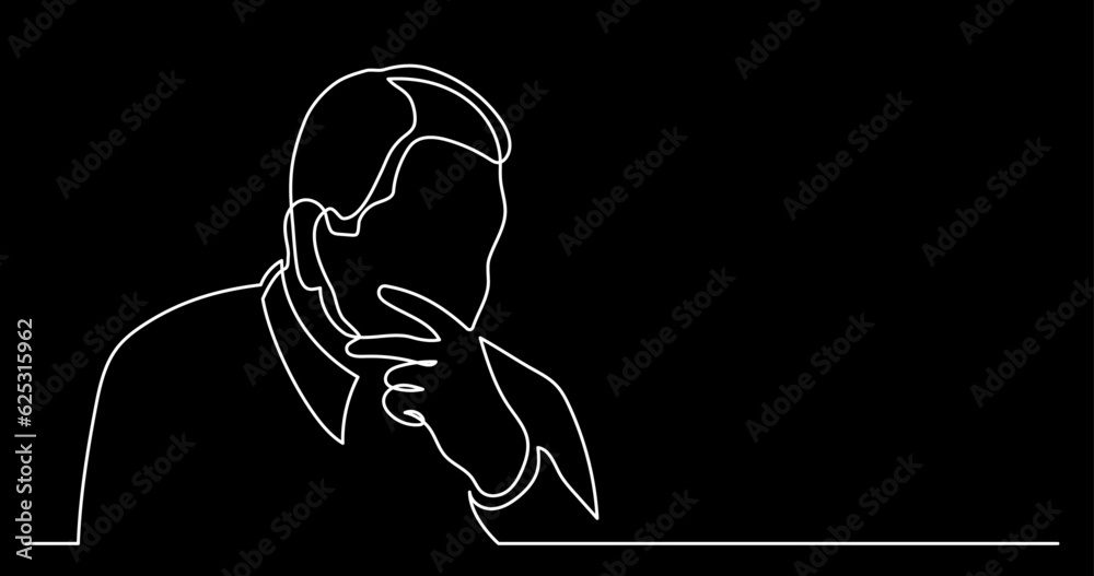 vector illustration of one line drawing of person thinking about new ...