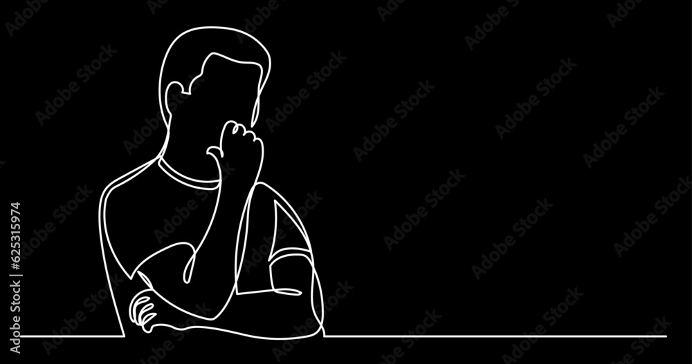 vector illustration of one line drawing of person thinking about new ...