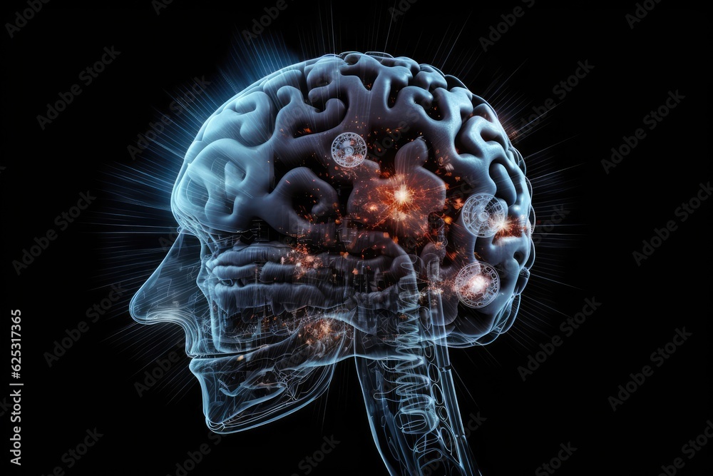 3d rendered illustration of human brain anatomy, brain mapping and ...