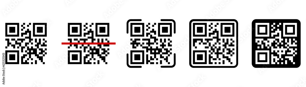 QR code scan vector black icon. Digital QR code scanning. QR code ...