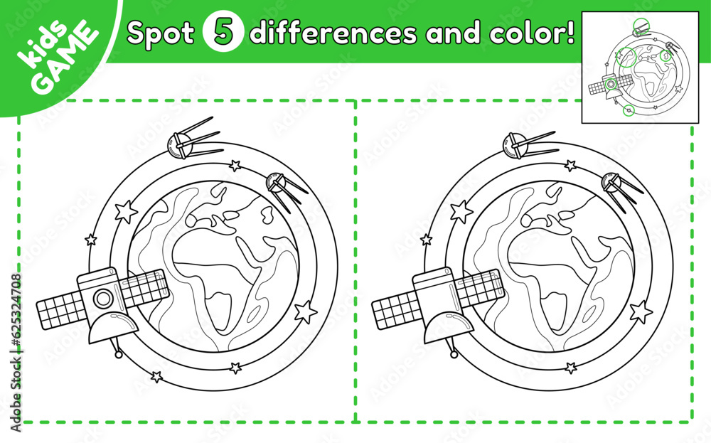 Kids game Find 10 differences. Spot differences and color the picture ...