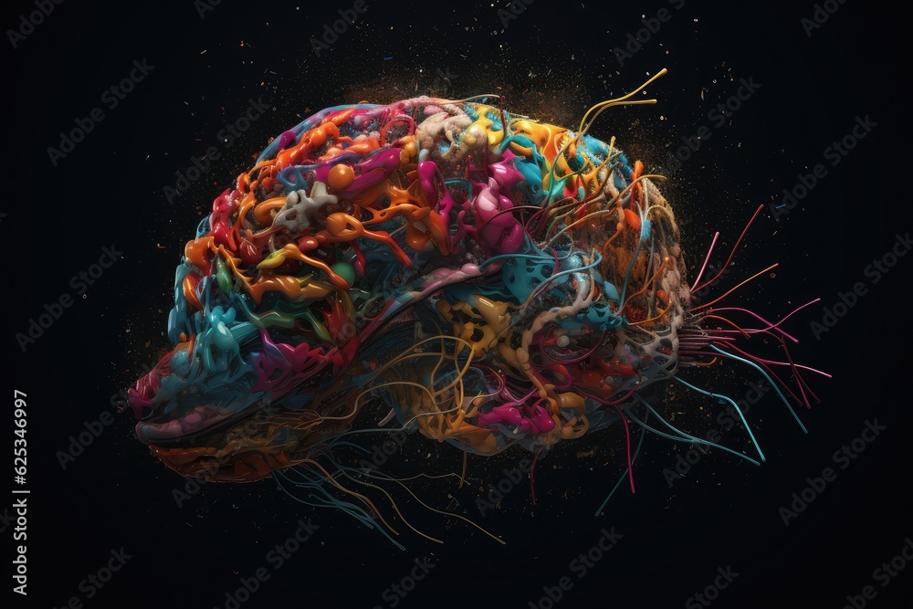 Colorful brain, Colorful 3D Rendered Illustration, brain, colorful ...