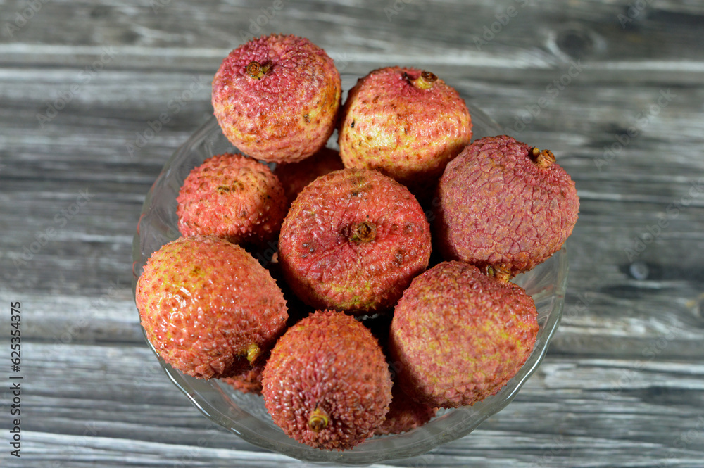Lychee fruit, Litchi chinensis, a monotypic taxon and the sole member ...