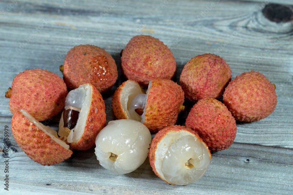 Lychee fruit, Litchi chinensis, a monotypic taxon and the sole member ...