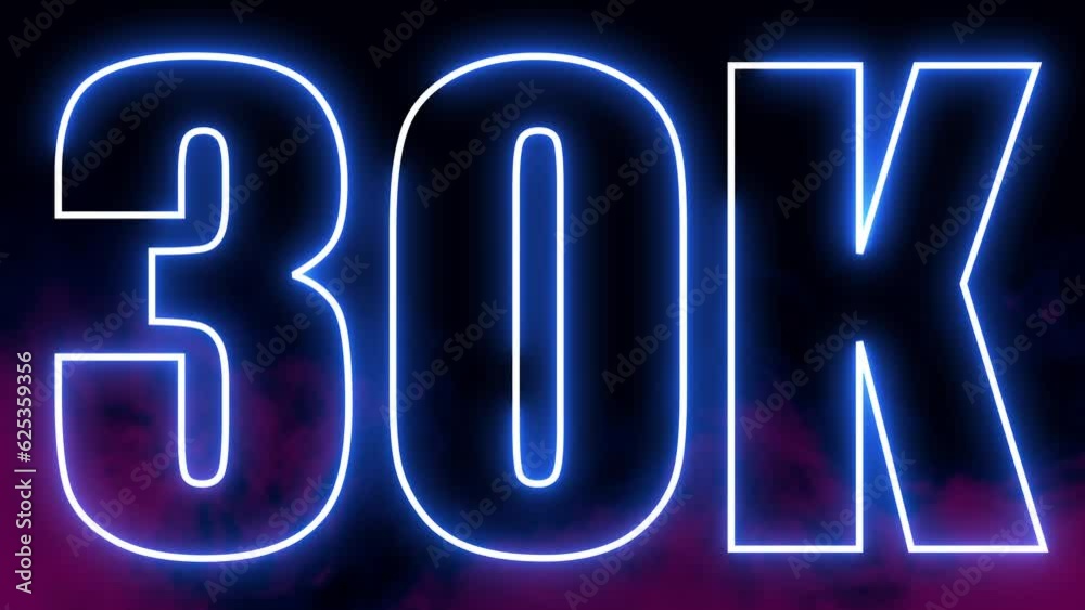 30K. Electric lightning text. Burning Logo reveal animation on black ...