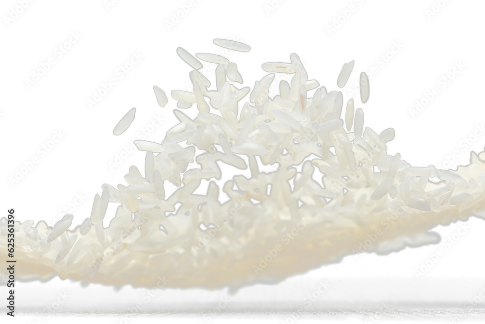 Japanese Rice flying explosion, white grain rices fall abstract fly ...